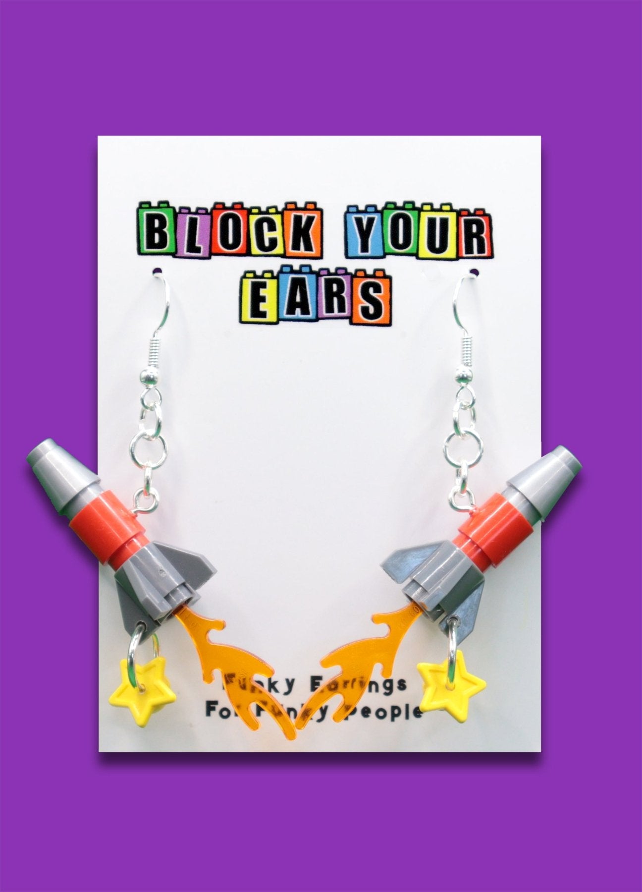 To the Moon and Back | LEGO Earrings | Space Rockets – Block Your Ears